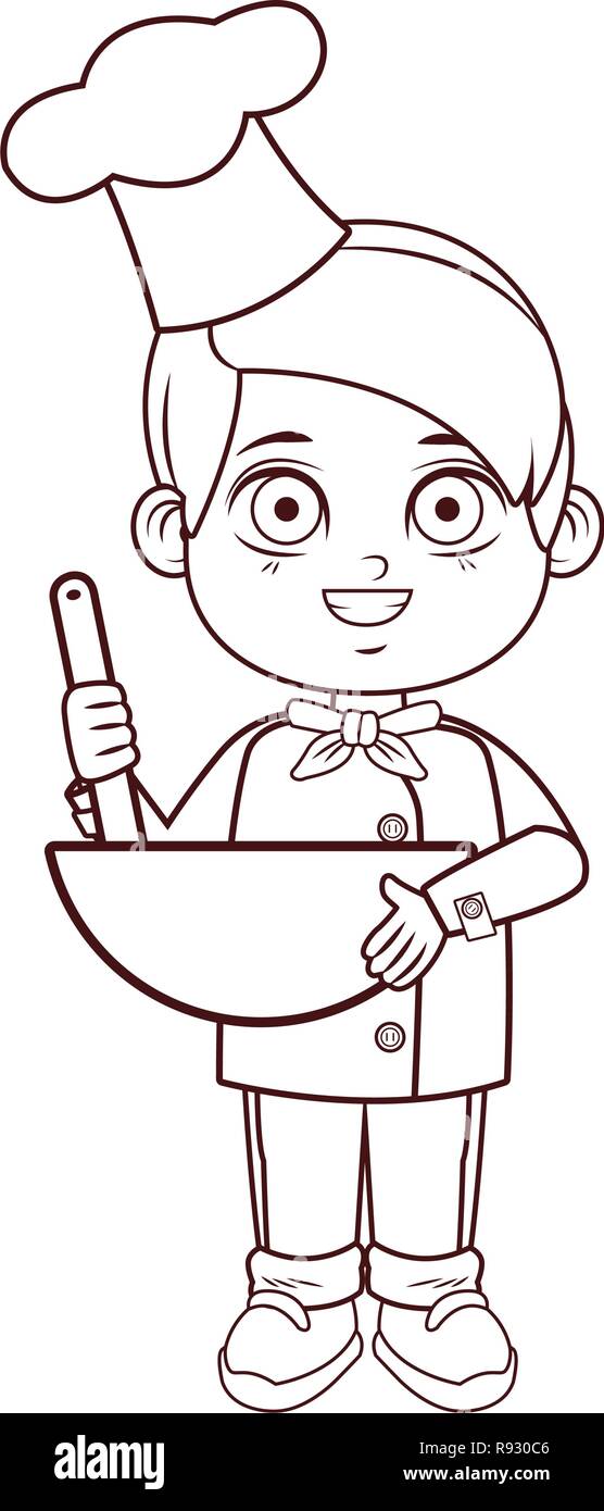 Chef boy cartoon brown lines Stock Vector Image & Art - Alamy
