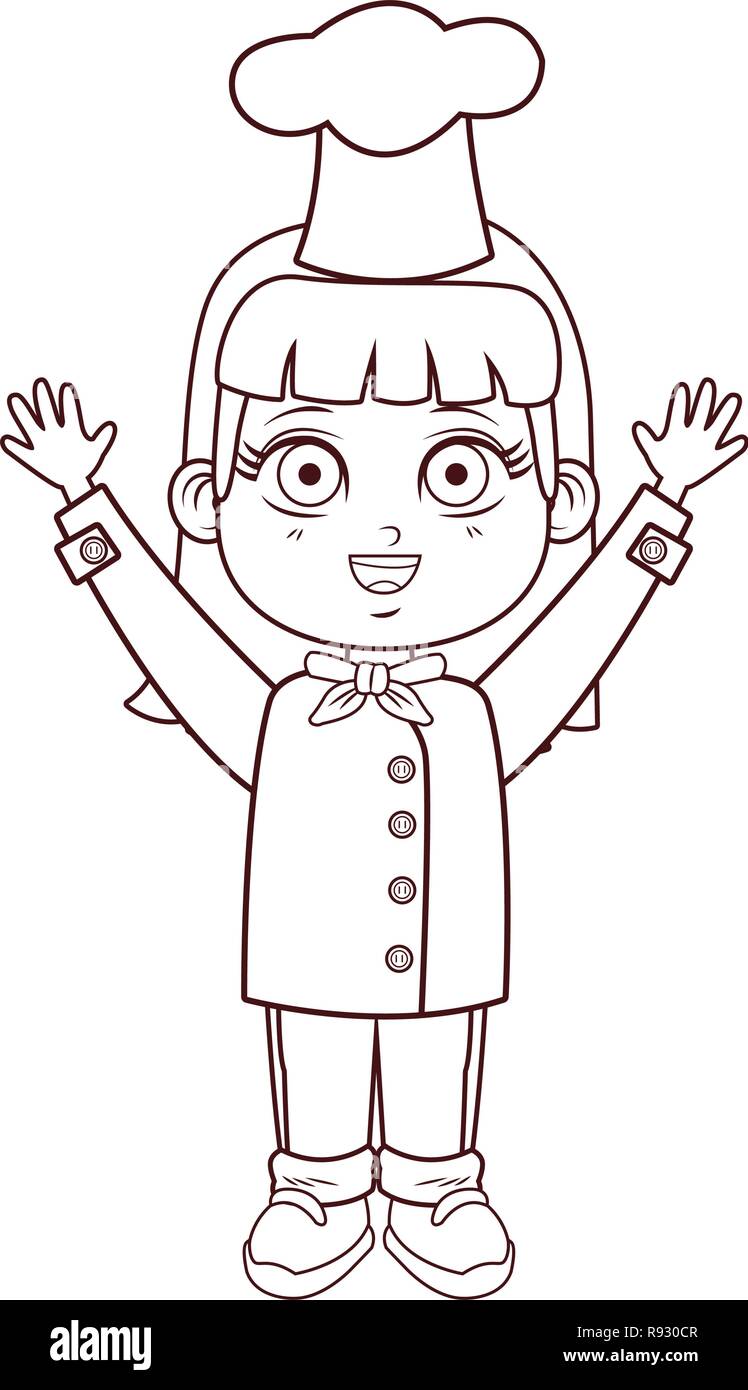Chef girl cartoon brown lines Stock Vector Image & Art - Alamy