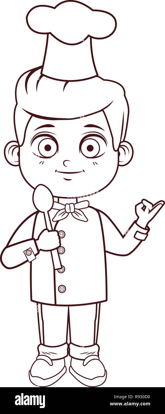 Chef boy cartoon brown lines Stock Vector Image & Art - Alamy