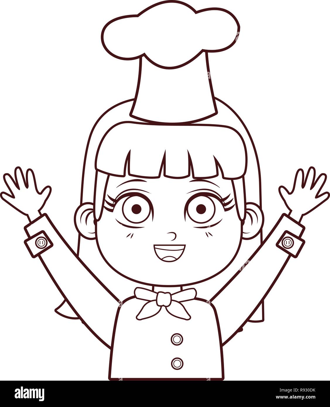 Chef girl cartoon brown lines Stock Vector Image & Art - Alamy