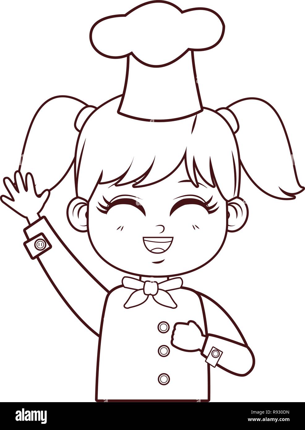 Chef girl cartoon brown lines Stock Vector Image & Art - Alamy