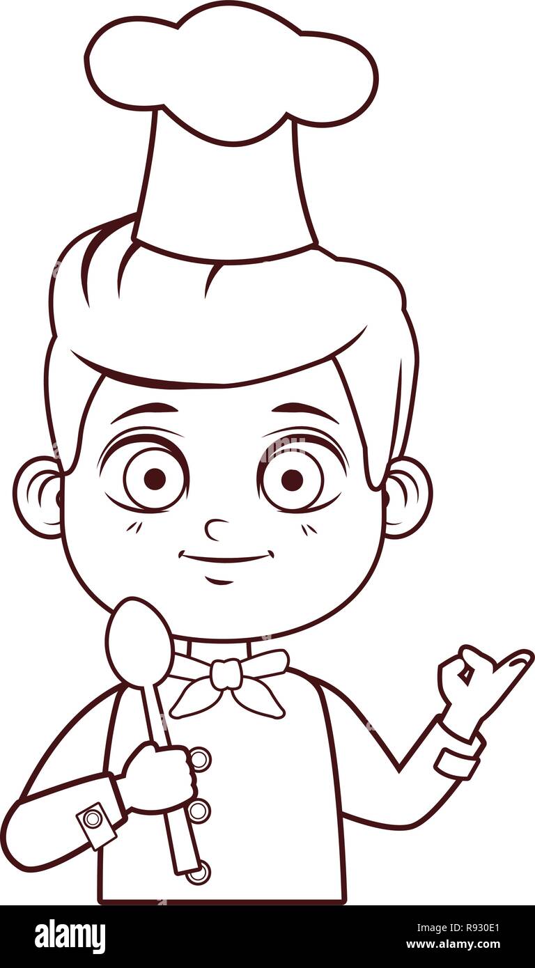 Chef boy cartoon brown lines Stock Vector Image & Art - Alamy