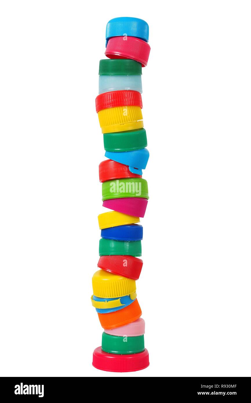 Stack made from bottle caps on white background Stock Photo - Alamy