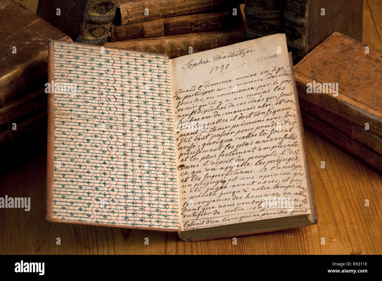 Old antique vintage book with hand written dedication Stock Photo - Alamy
