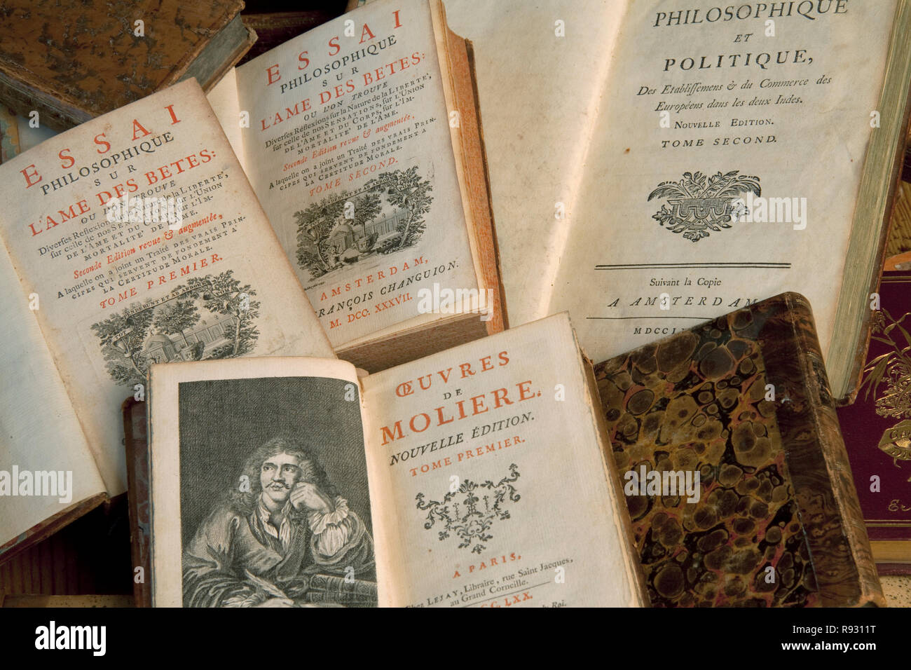 Old antique vintage illustrated books Stock Photo - Alamy