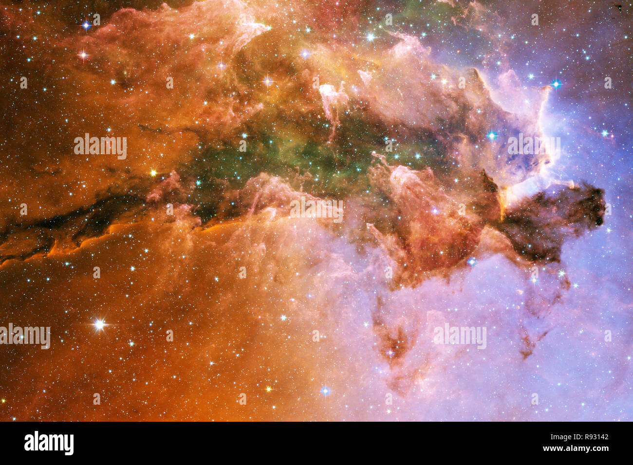 Outer space art. Nebulas, galaxies and bright stars in beautiful ...