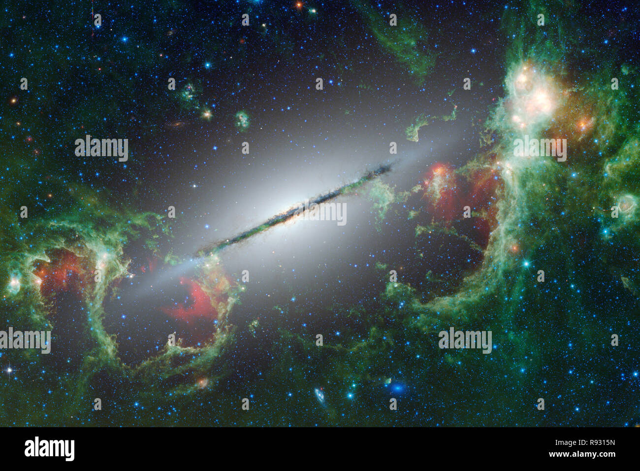 Universe scene with bright stars and galaxies in deep space showing the ...