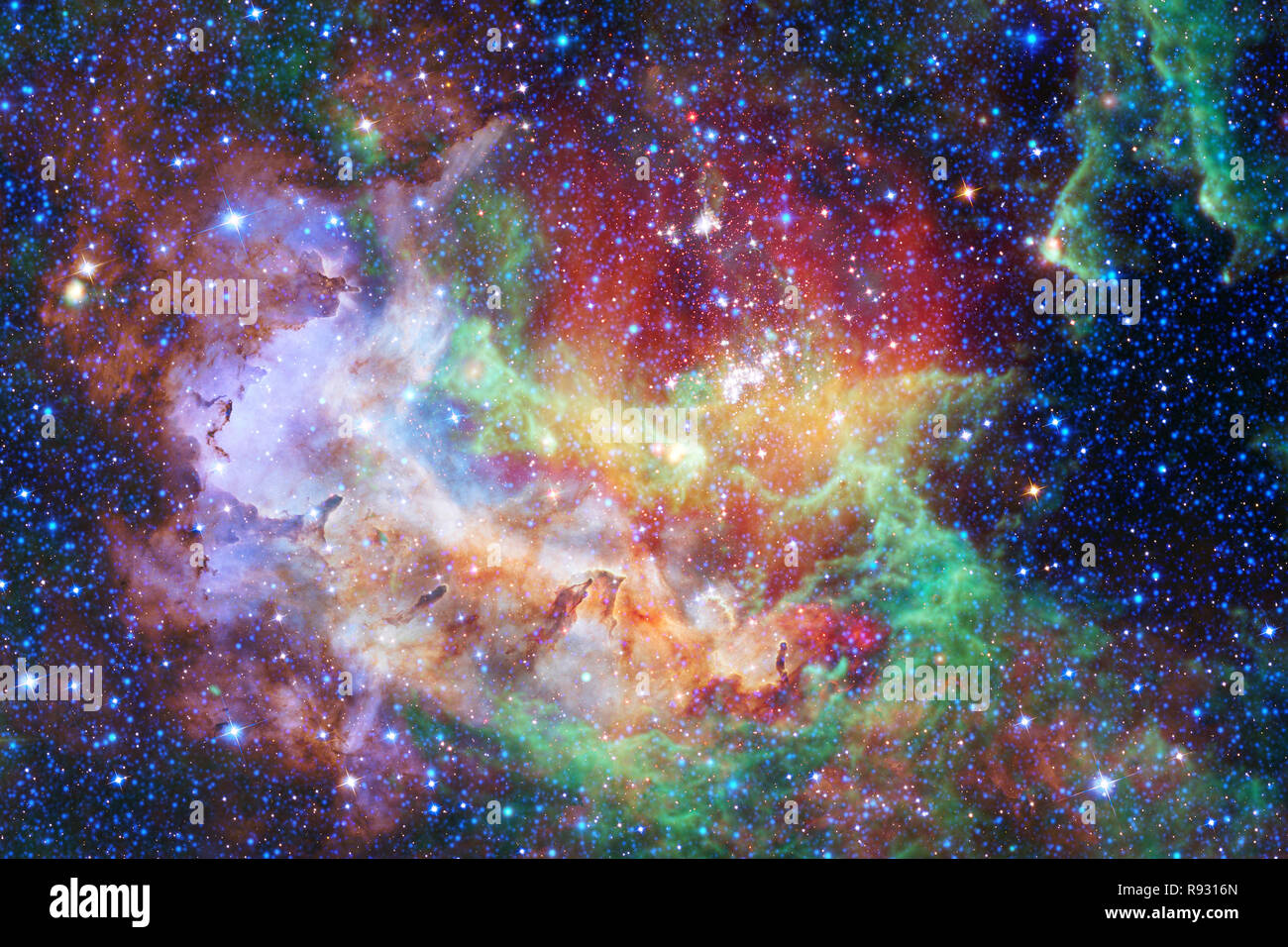 Infinite beautiful cosmos background with nebula and stars. Elements of ...