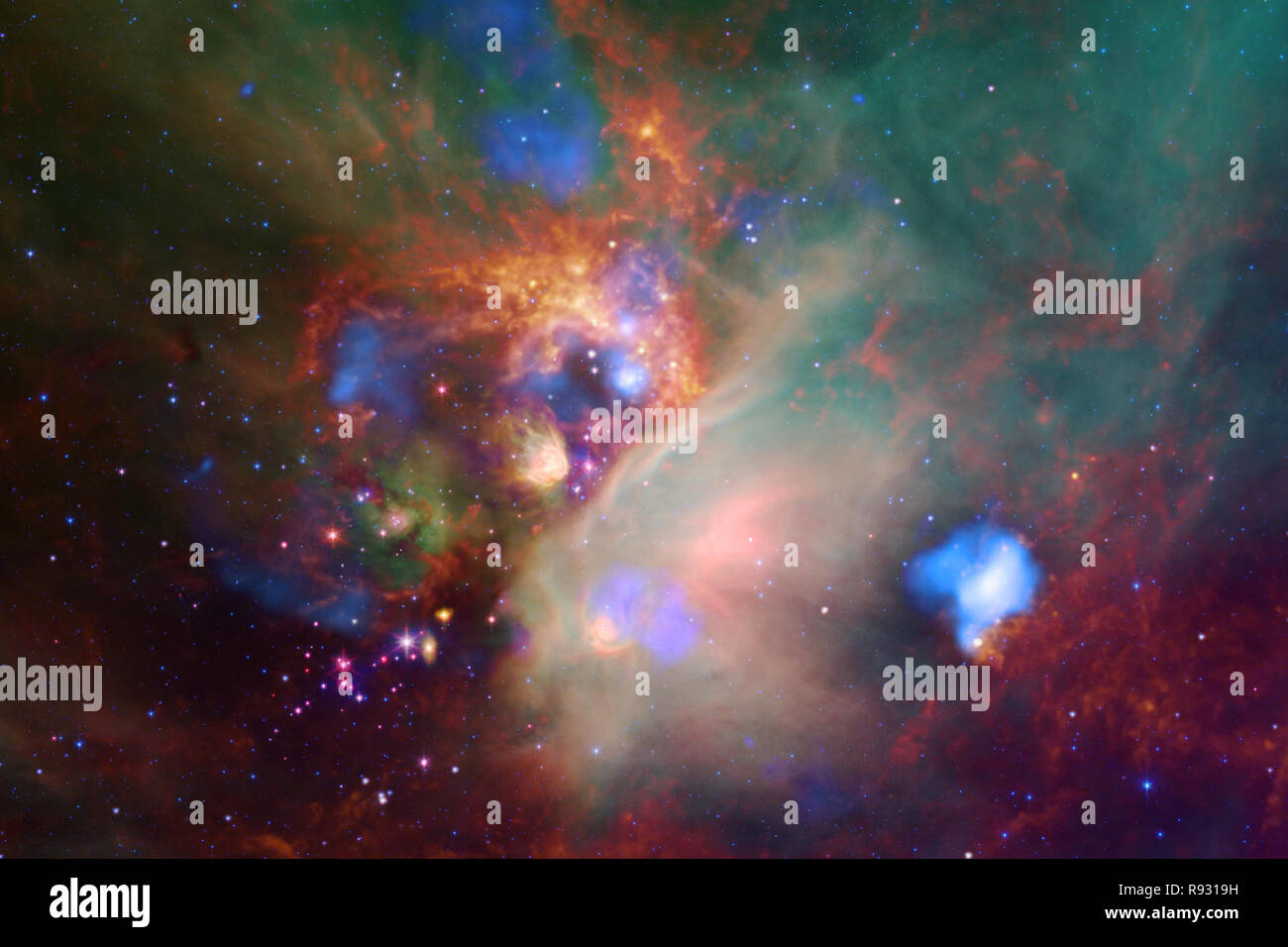 Nebulae and stars in outer space, glowing mysterious universe. Elements ...