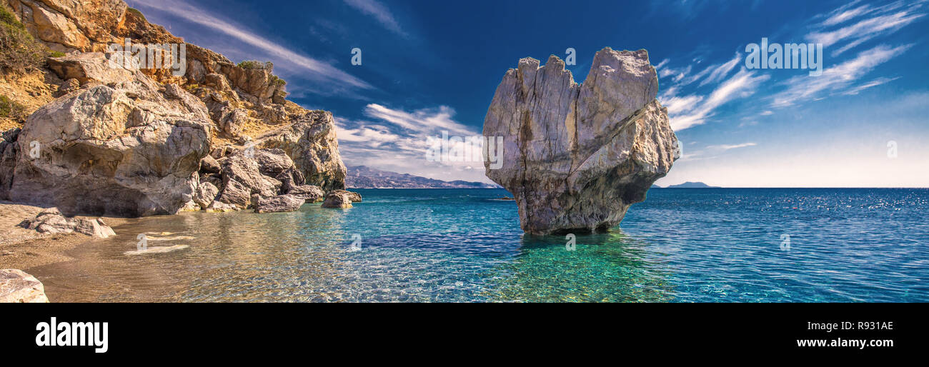 Heart shaped Stone on Preveli beach, Crete, Greece, Europe Stock Photo ...