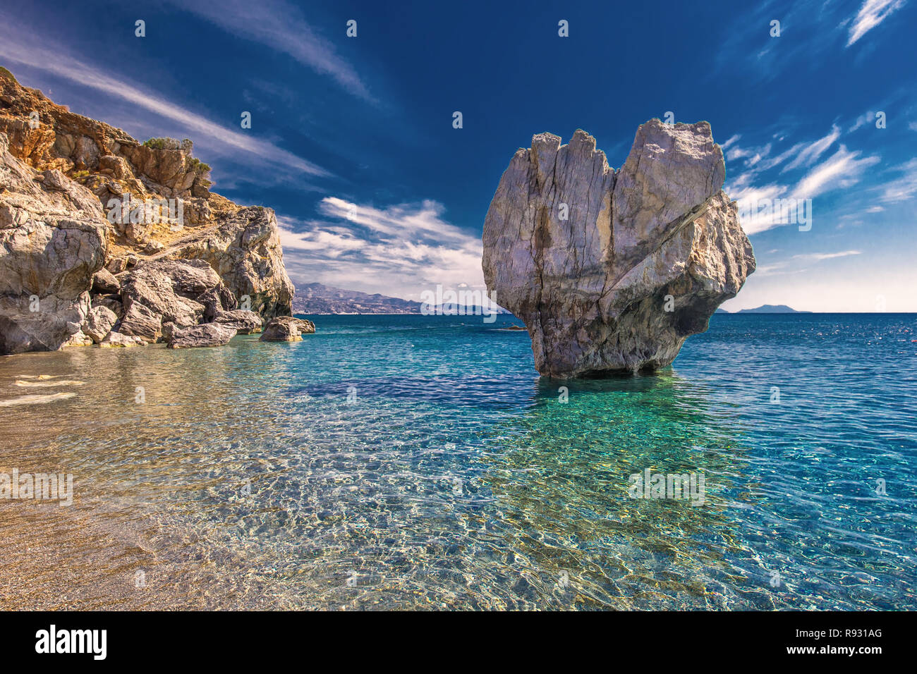 Heart shaped Stone on Preveli beach, Crete, Greece, Europe Stock Photo ...