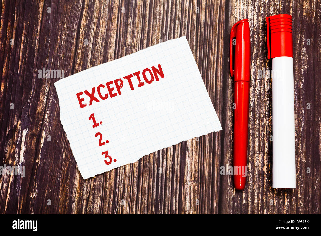 Handwriting text Exception. Concept meaning demonstrating or thing that ...