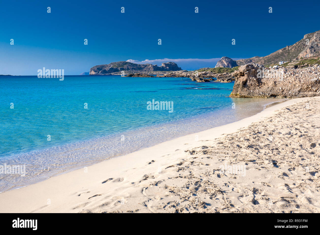 Falassarna beach on Crete island with azure clear water, Greece, Europe ...