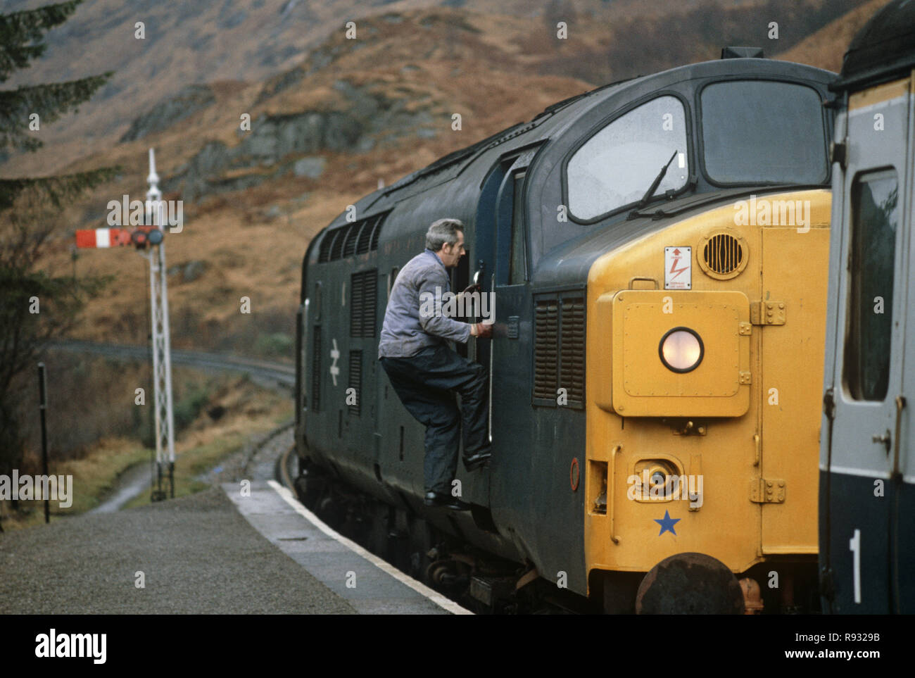 British Rail diesel locomotive trains on the West Highland Glasgow to ...