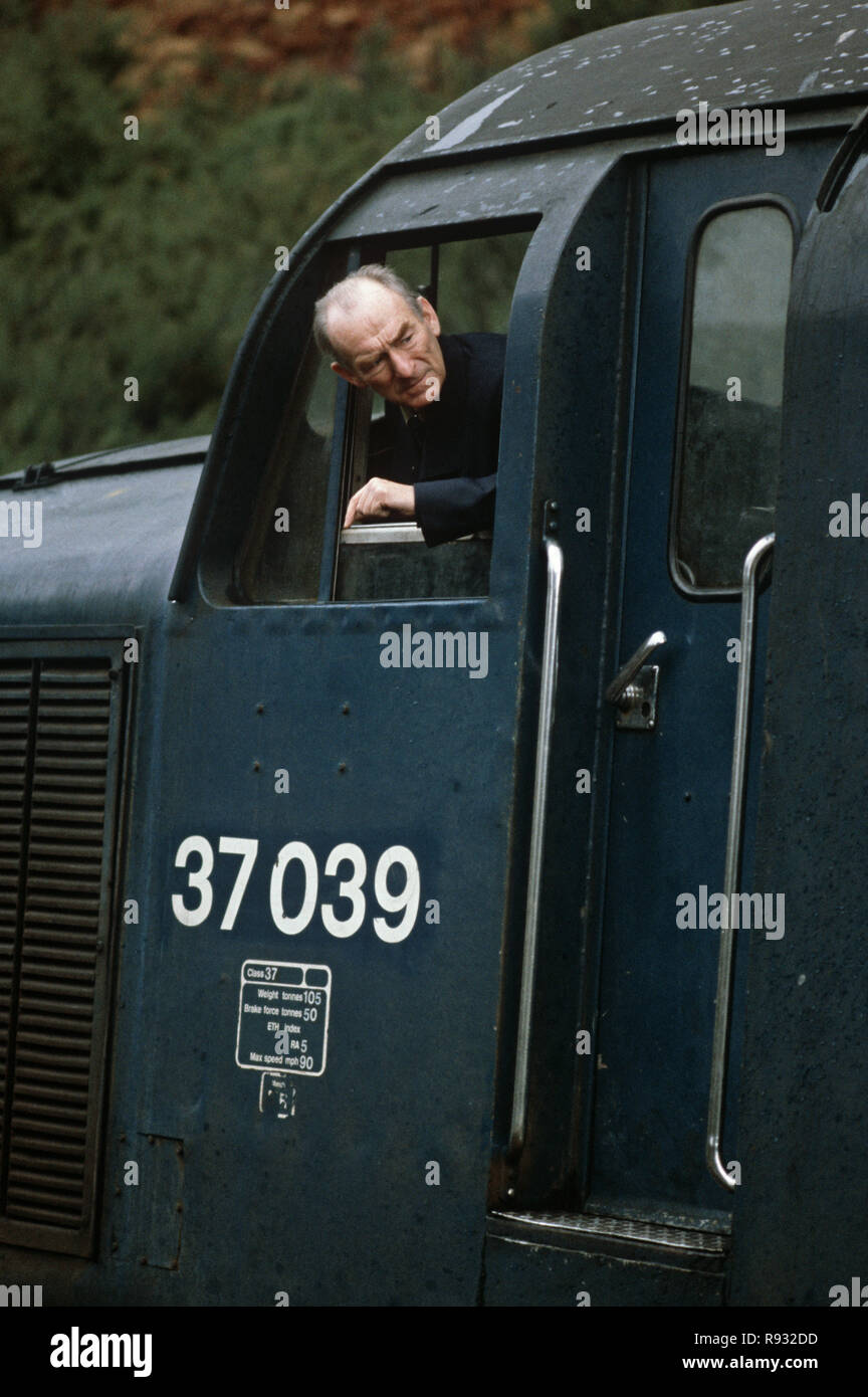 British Rail diesel locomotive driver on the West Highland Glasgow to ...