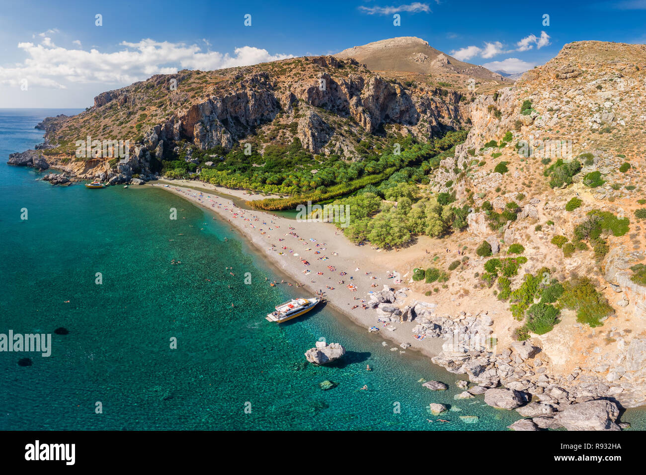 Preveli beach on Crete island with azure clear water, Greece, Europe ...