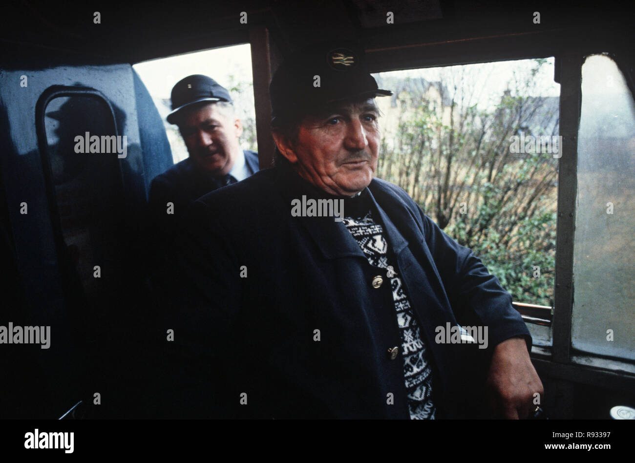 British Rail Diesel locomotive driver at Fort William railway station ...