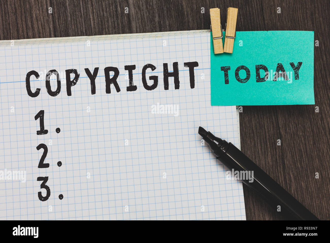Writing note showing Copyright. Business photo showcasing exclusive and ...