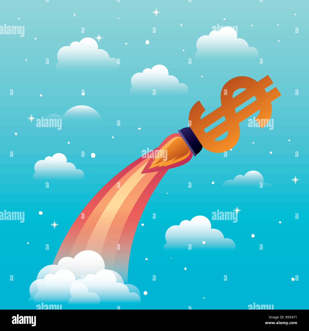 rocket start up with money symbol Stock Vector Image & Art - Alamy