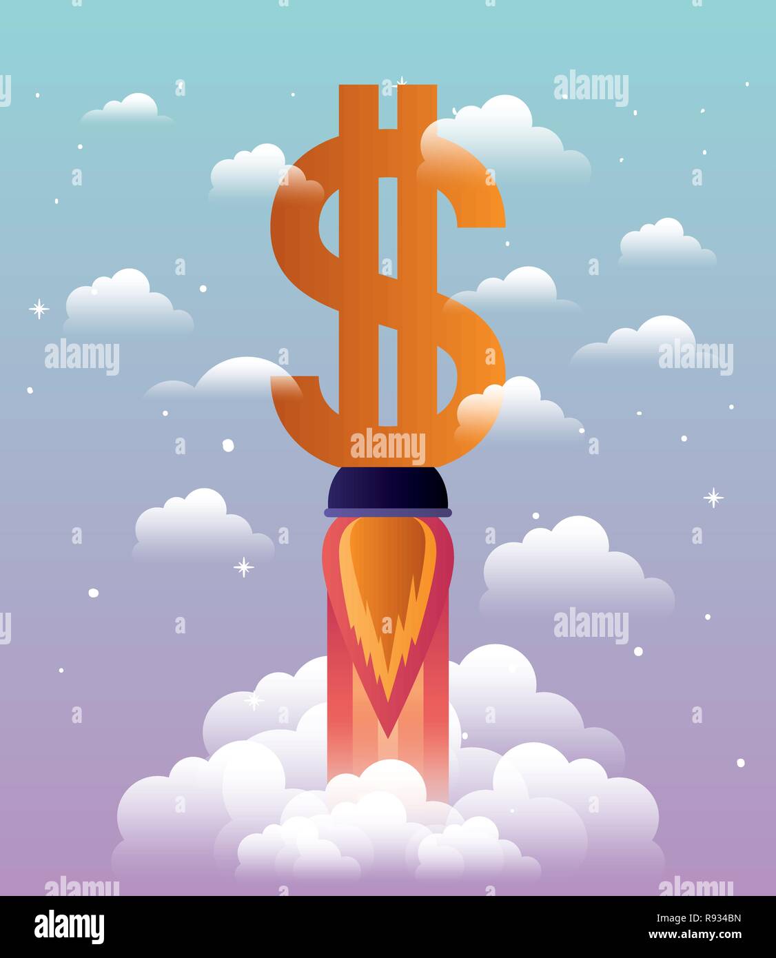 rocket start up with money symbol Stock Vector Image & Art - Alamy