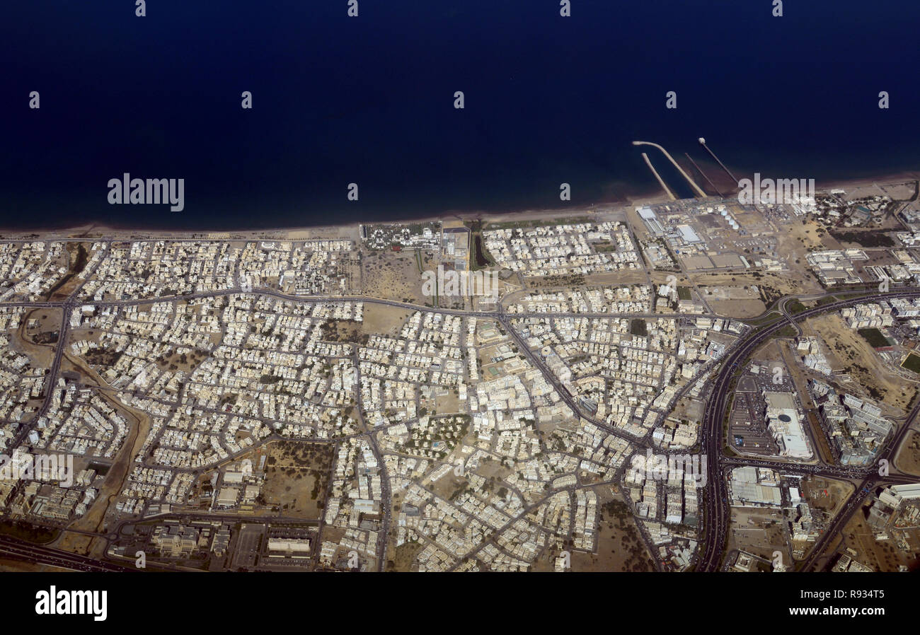 Aerial view of coastal Muscat Stock Photo - Alamy
