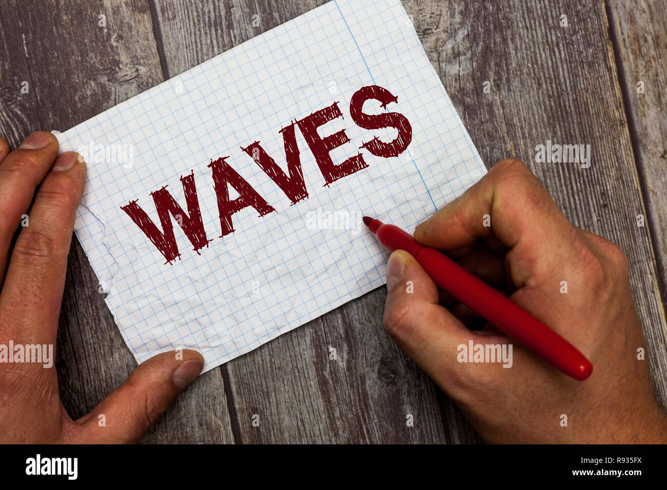 Handwriting text Waves. Concept meaning move ones hand to and fro in ...