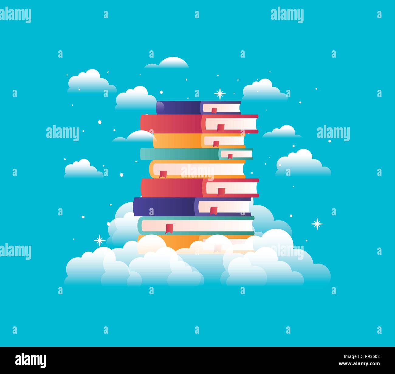 text books with cloud Stock Vector Image & Art - Alamy