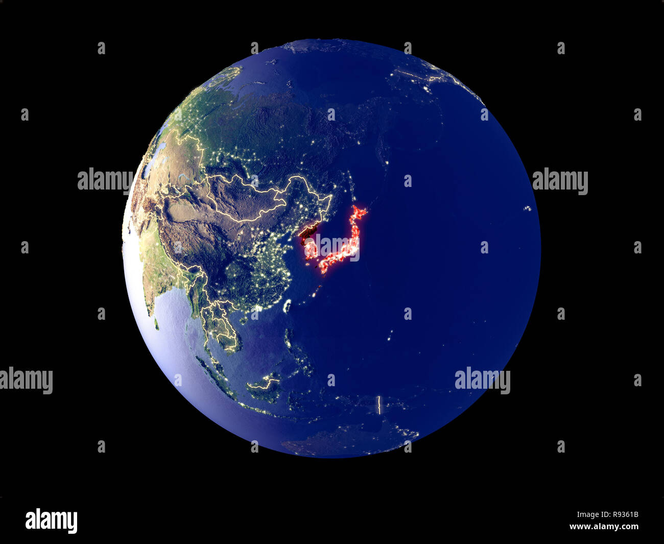 North south korea night satellite hi-res stock photography and images ...