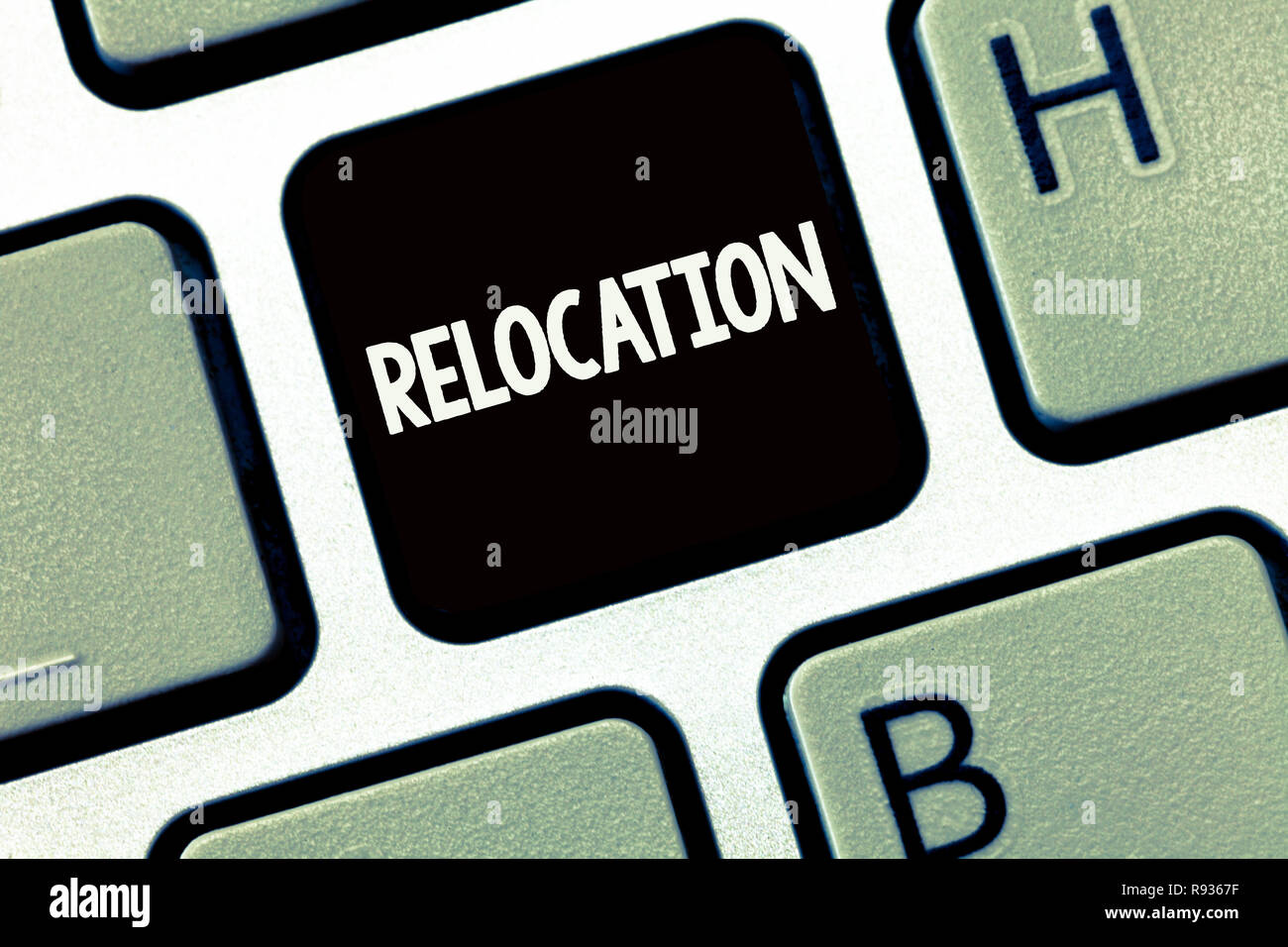 Handwriting text writing Relocation. Concept meaning Action of moving ...