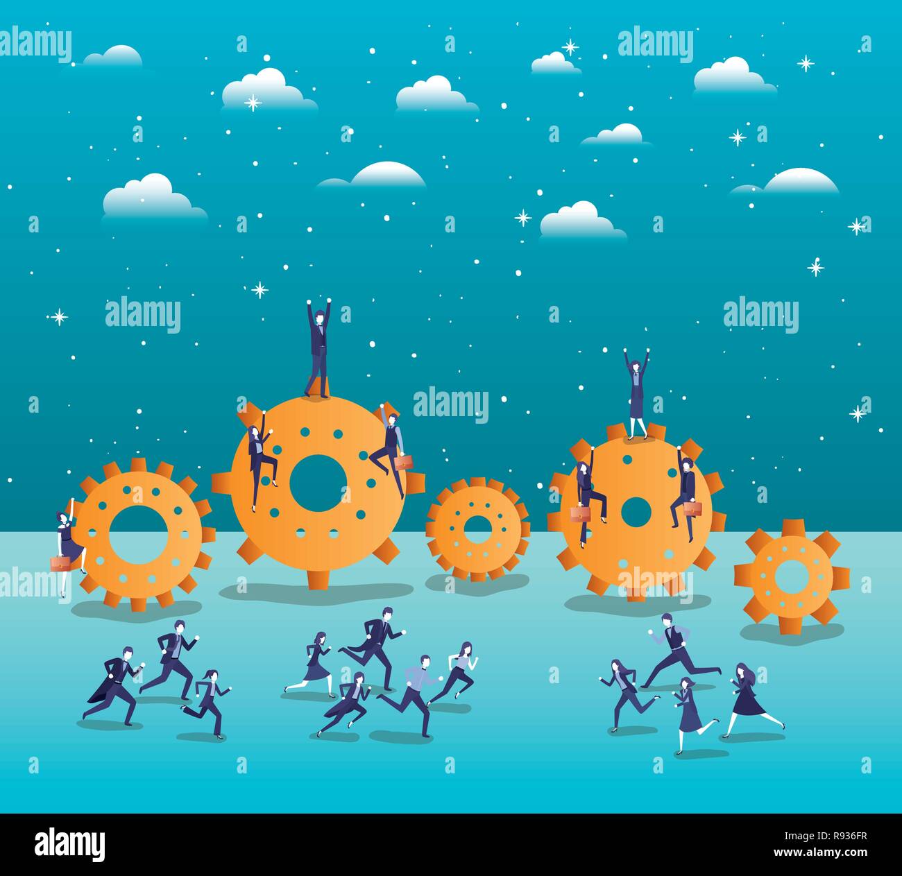 business people competing with gears Stock Vector Image & Art - Alamy
