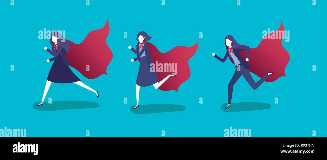 group of businesswomen running with hero coat Stock Vector Image & Art ...