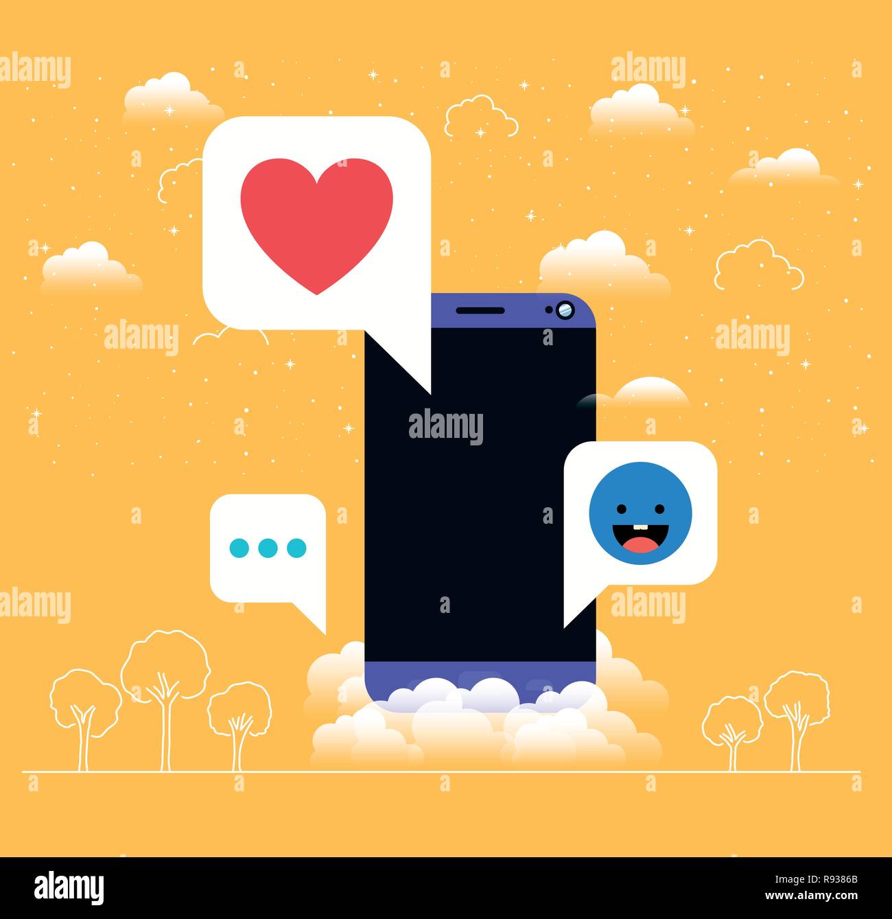 smartphone with social media messages Stock Vector Image & Art - Alamy