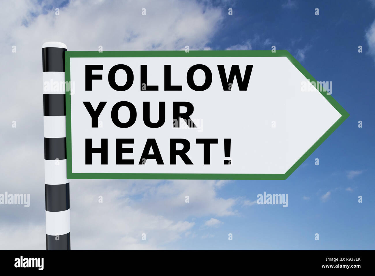 3D illustration of FOLLOW YOUR HEART! script on road sign Stock Photo ...