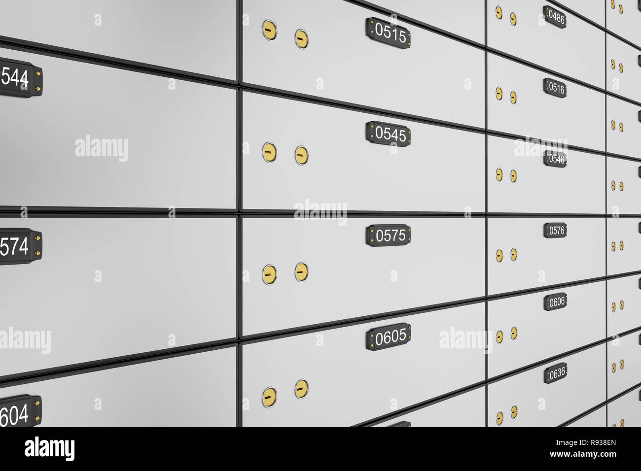 3D safe deposit boxes. 3D rendering. Safe lockers Stock Photo - Alamy
