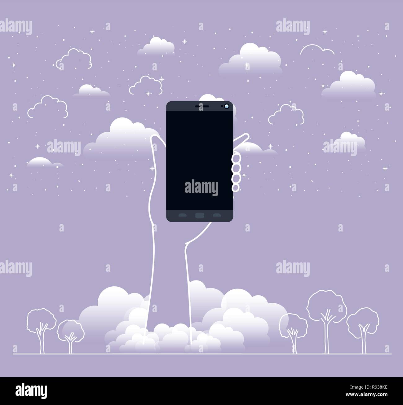 Hand and cell phone in the clouds and sky hi-res stock photography and ...