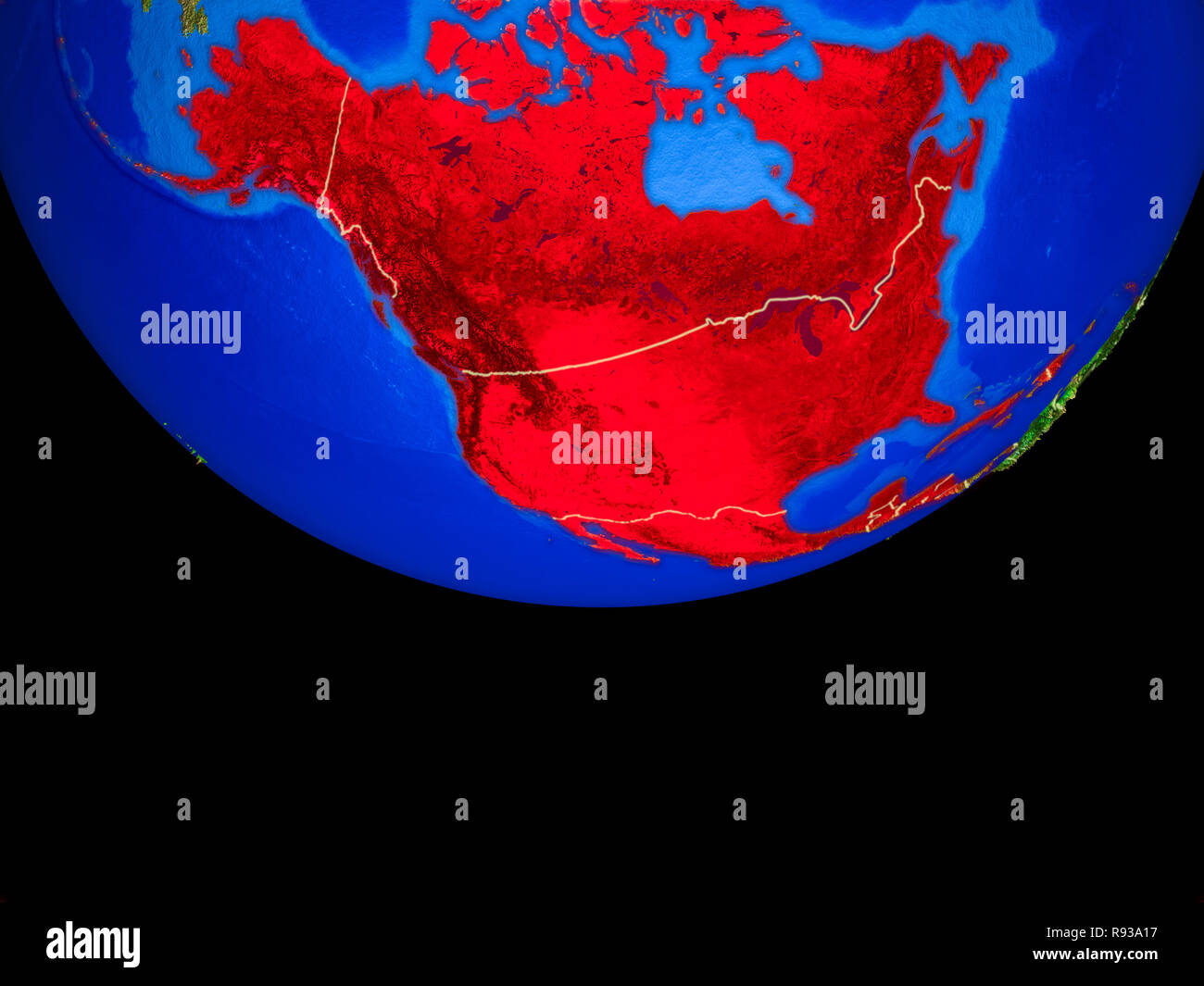 North America from space on model of planet Earth with country borders ...