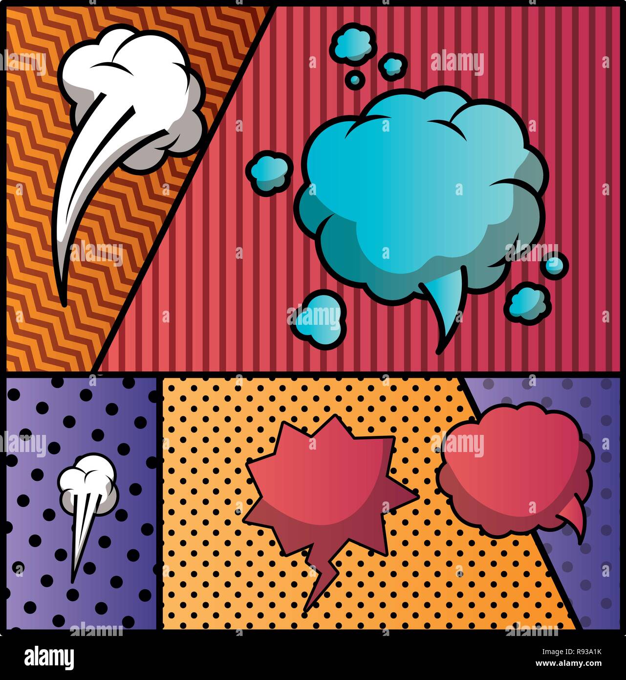 set of speech bubbles and expressions pop art background Stock Vector ...