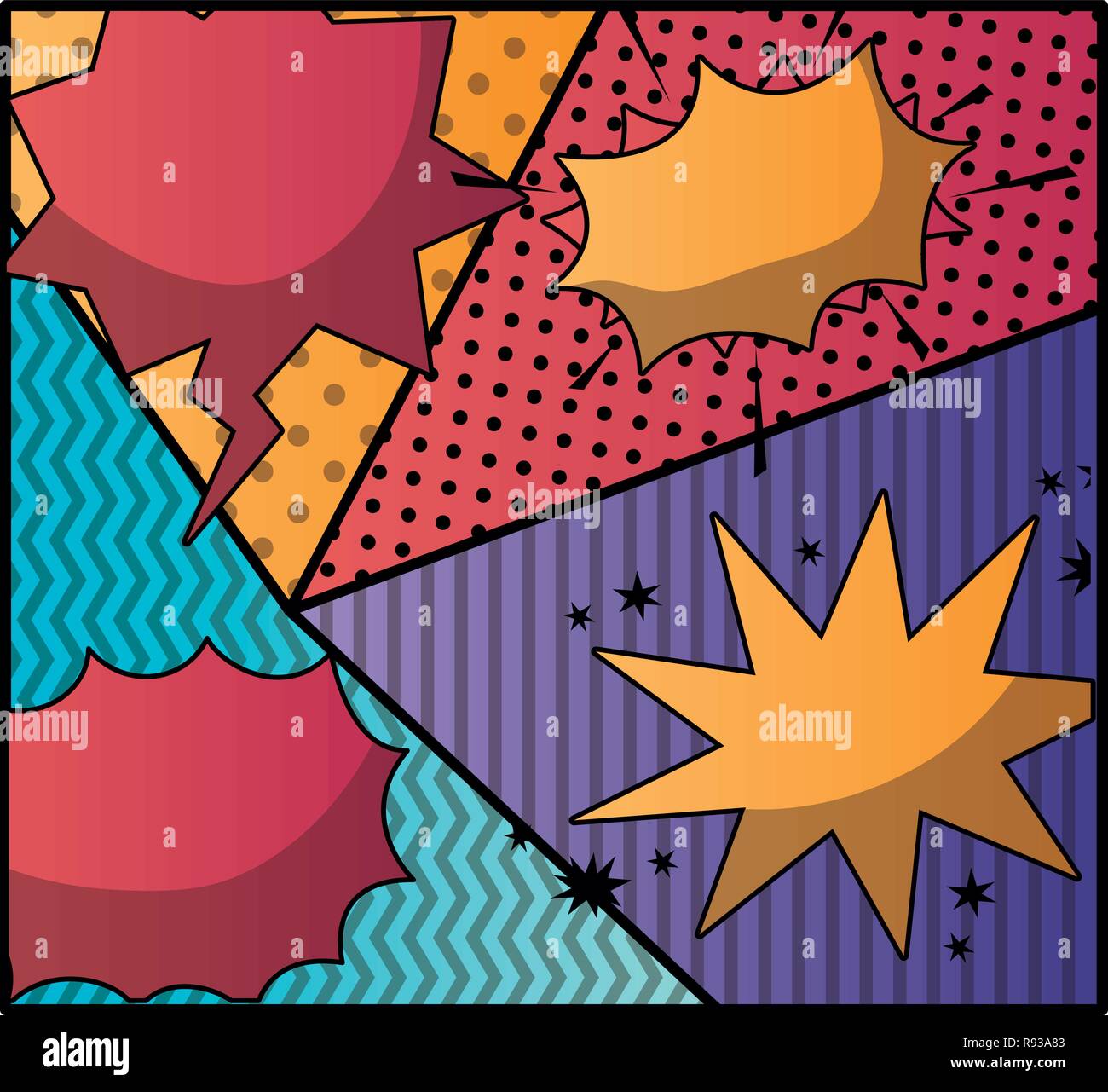 set of speech bubbles and expressions pop art background Stock Vector ...