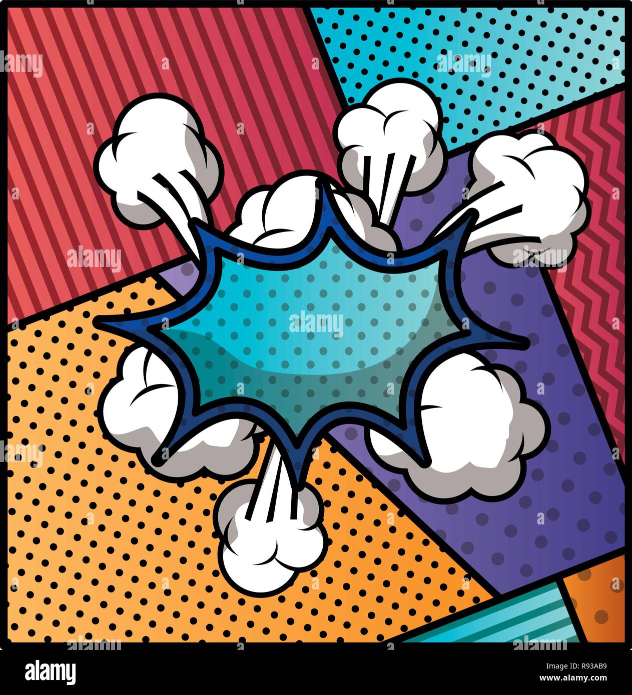 expression cloud with set patterns pop art style Stock Vector Image ...