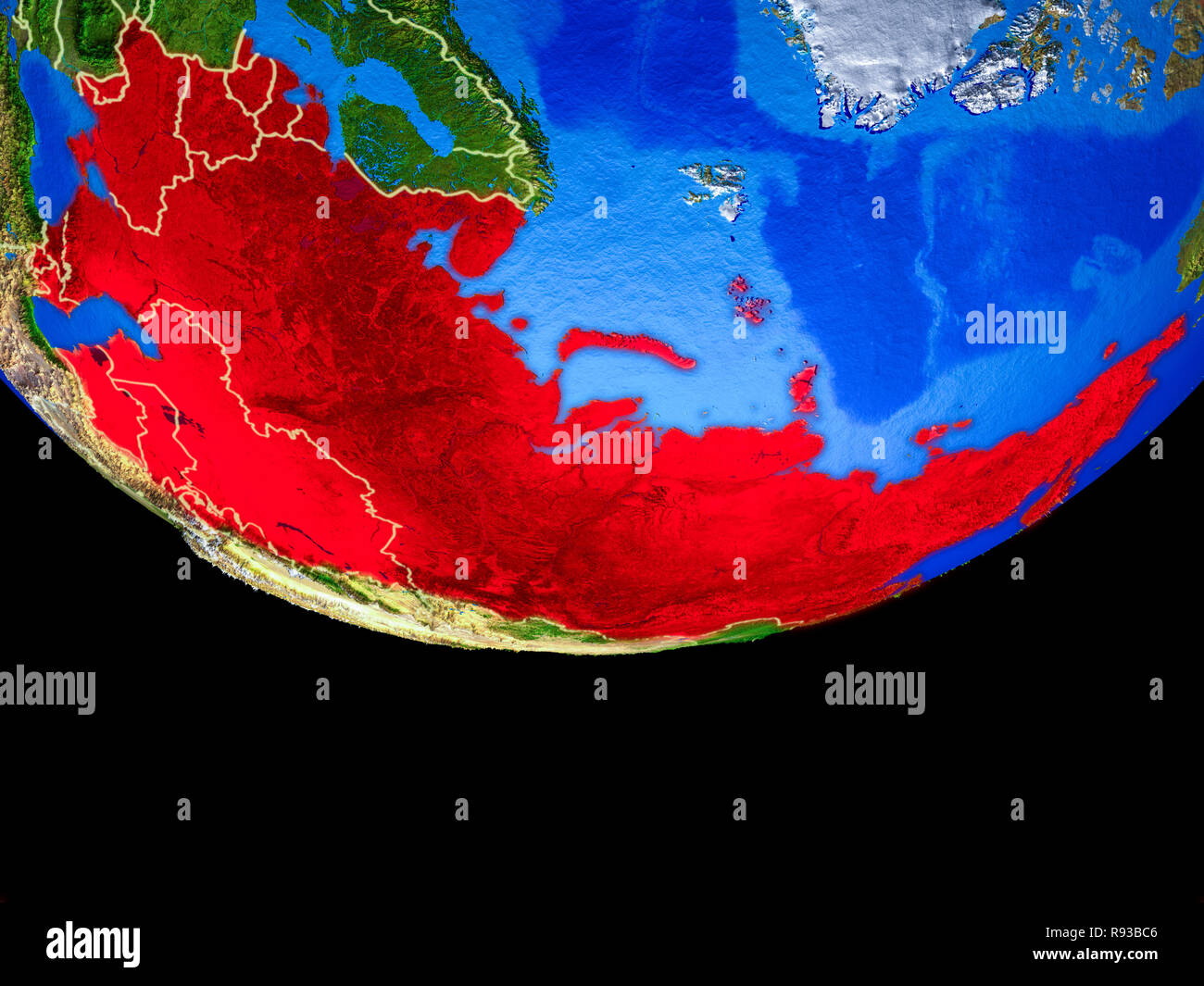 Former Soviet Union from space on model of planet Earth with country ...