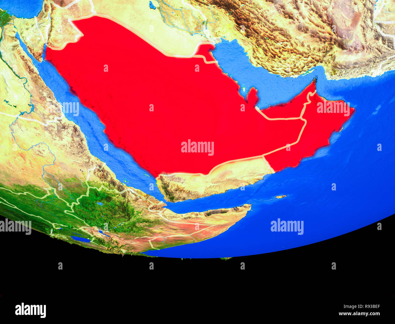 CCASG countries from space on model of planet Earth with country ...