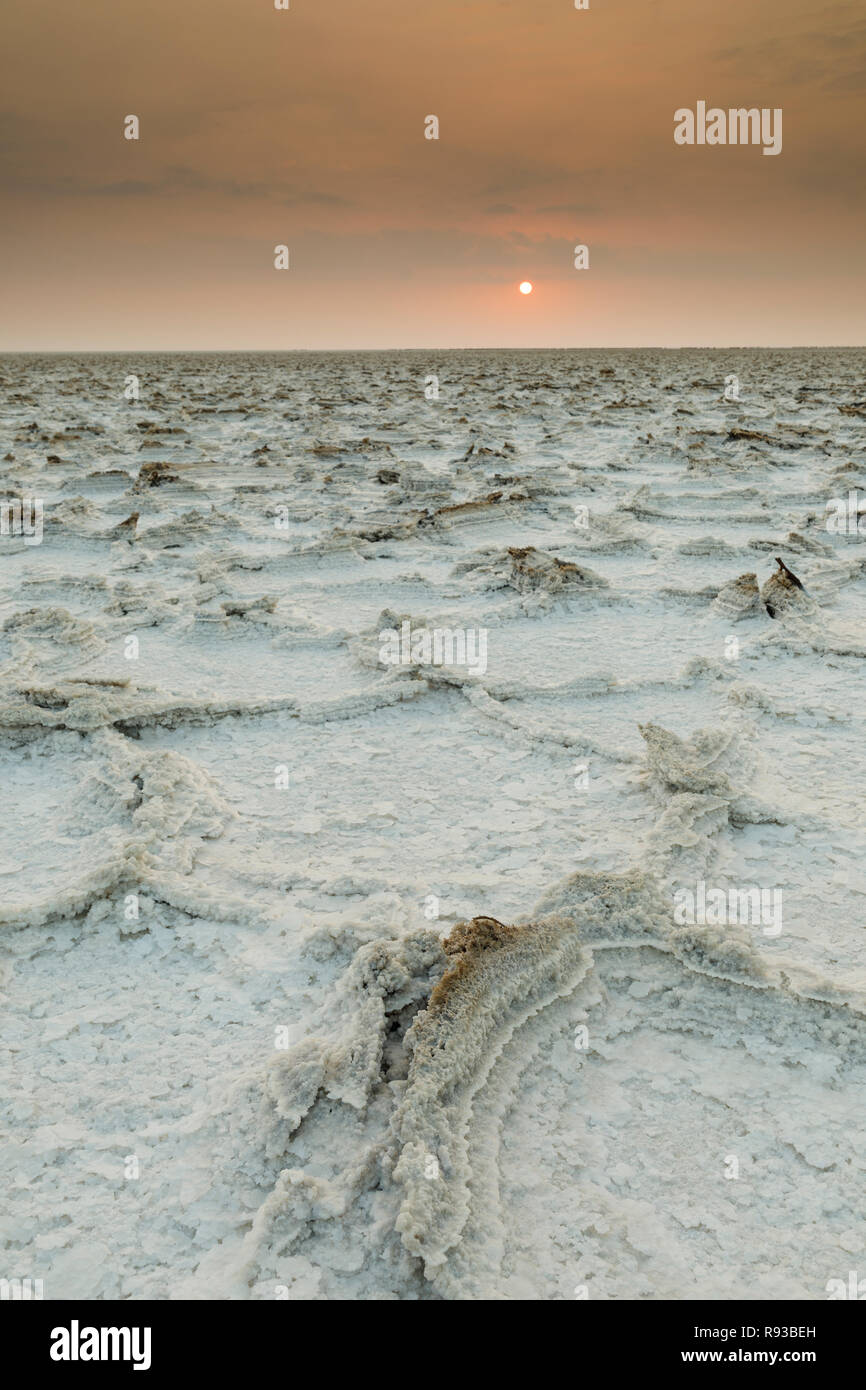 Sunrise. Salt lake, Dallol. Danakil depression, Afar Region, Ethiopia ...