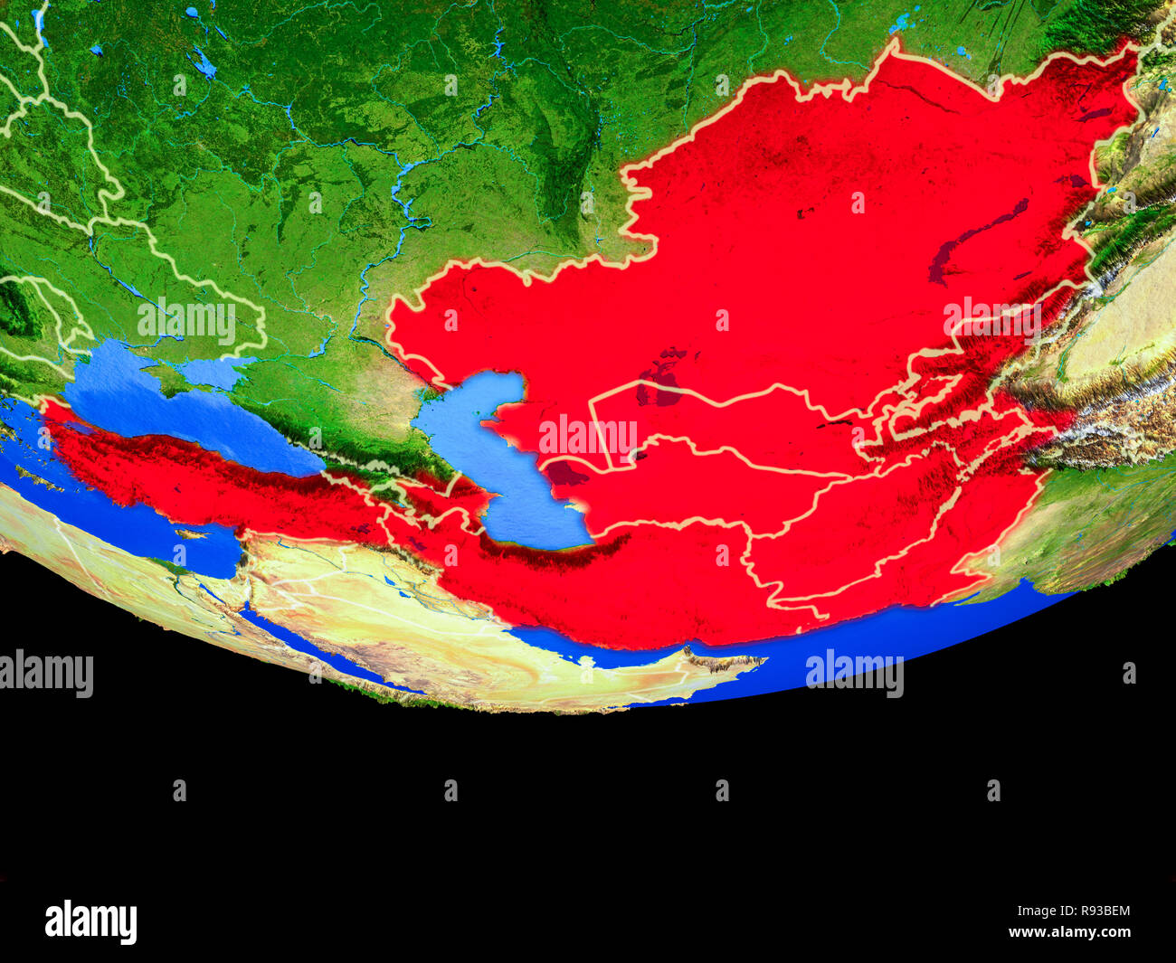 ECO member states from space on model of planet Earth with country ...