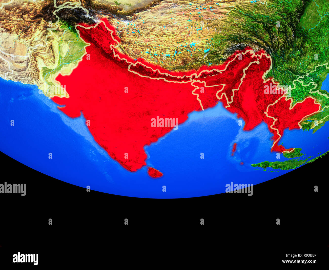 BIMSTEC memeber states from space on model of planet Earth with country ...