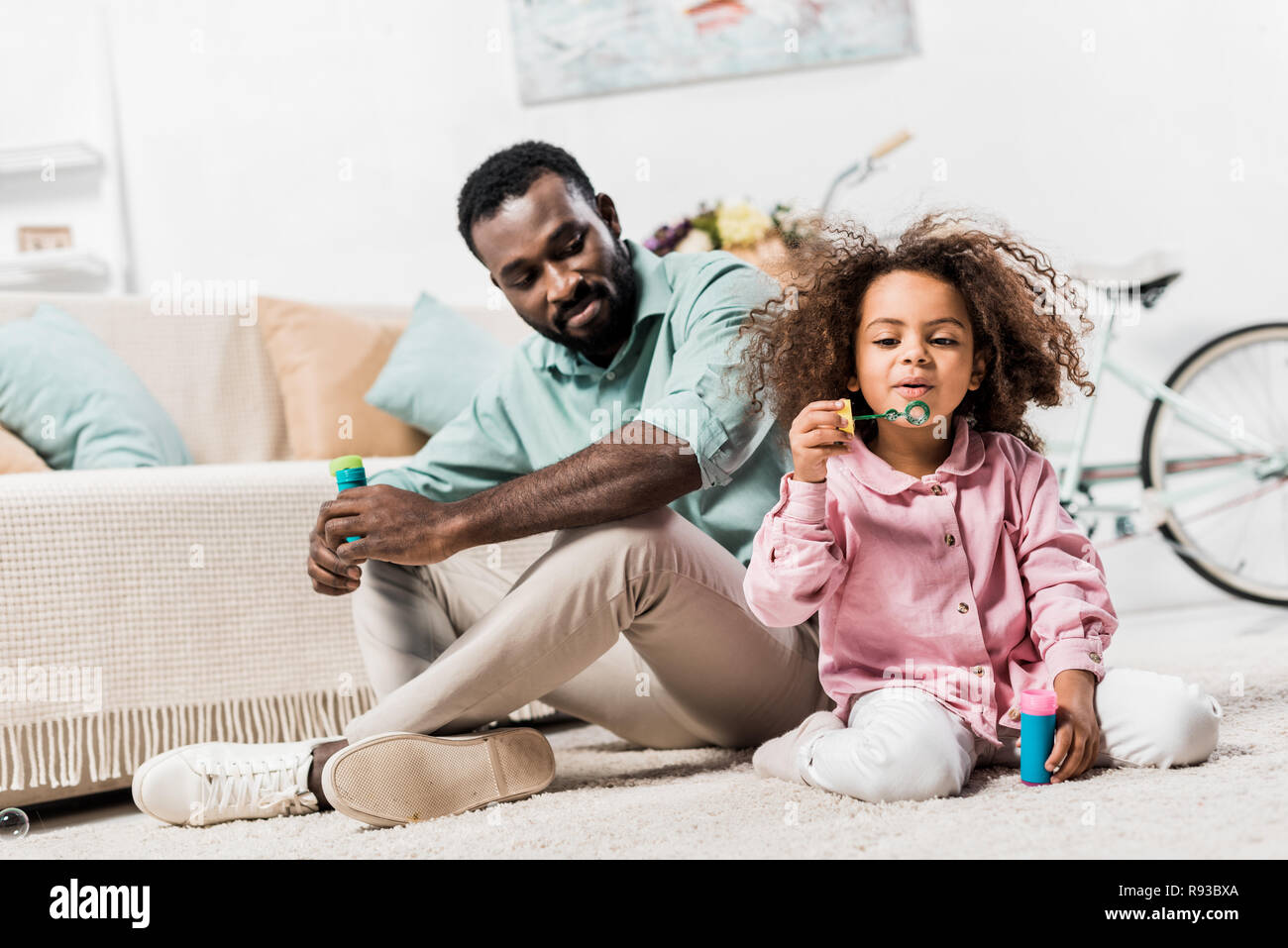 Father daughter making soap hi-res stock photography and images - Alamy