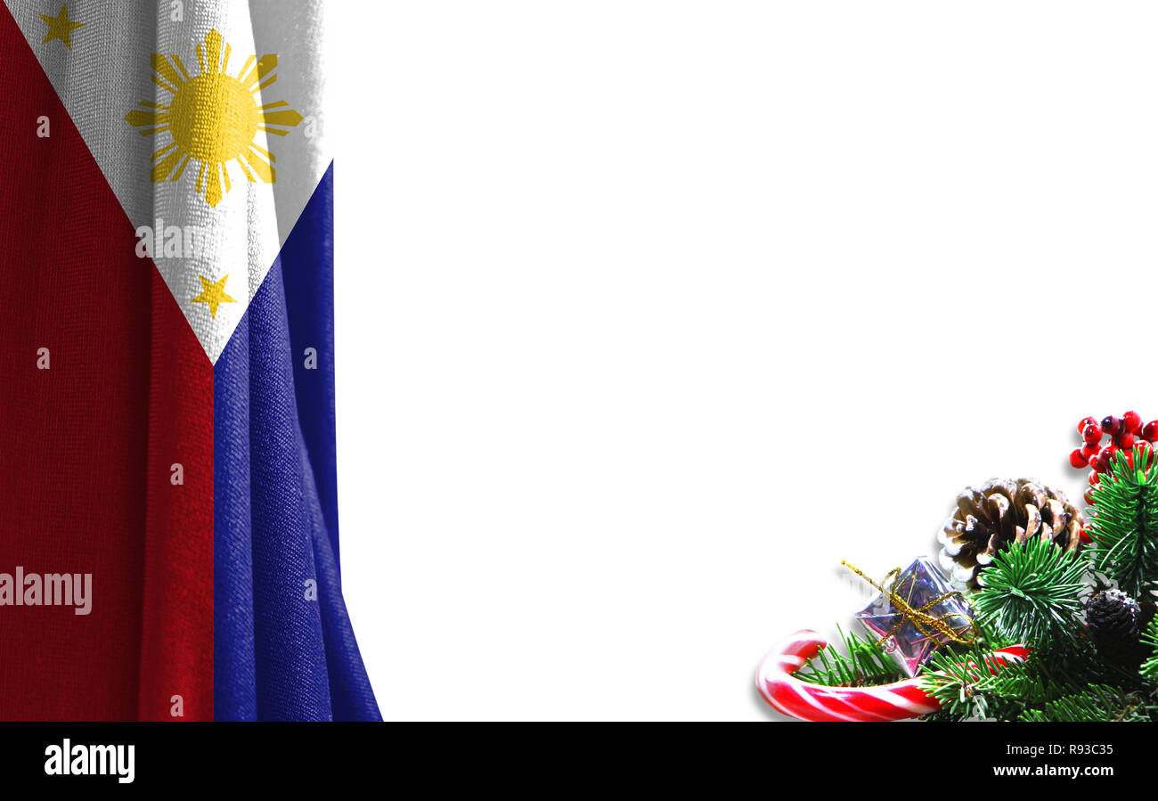 Christmas new Year background with a flag of Philippines. There is a ...