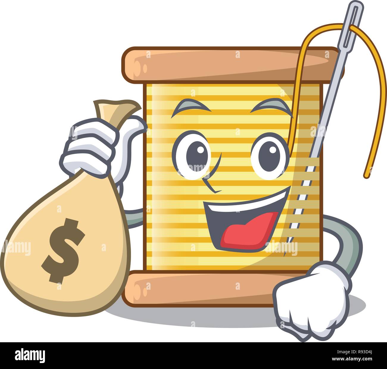 With money bag bobbin with needle thread spool cartoon Stock Vector ...