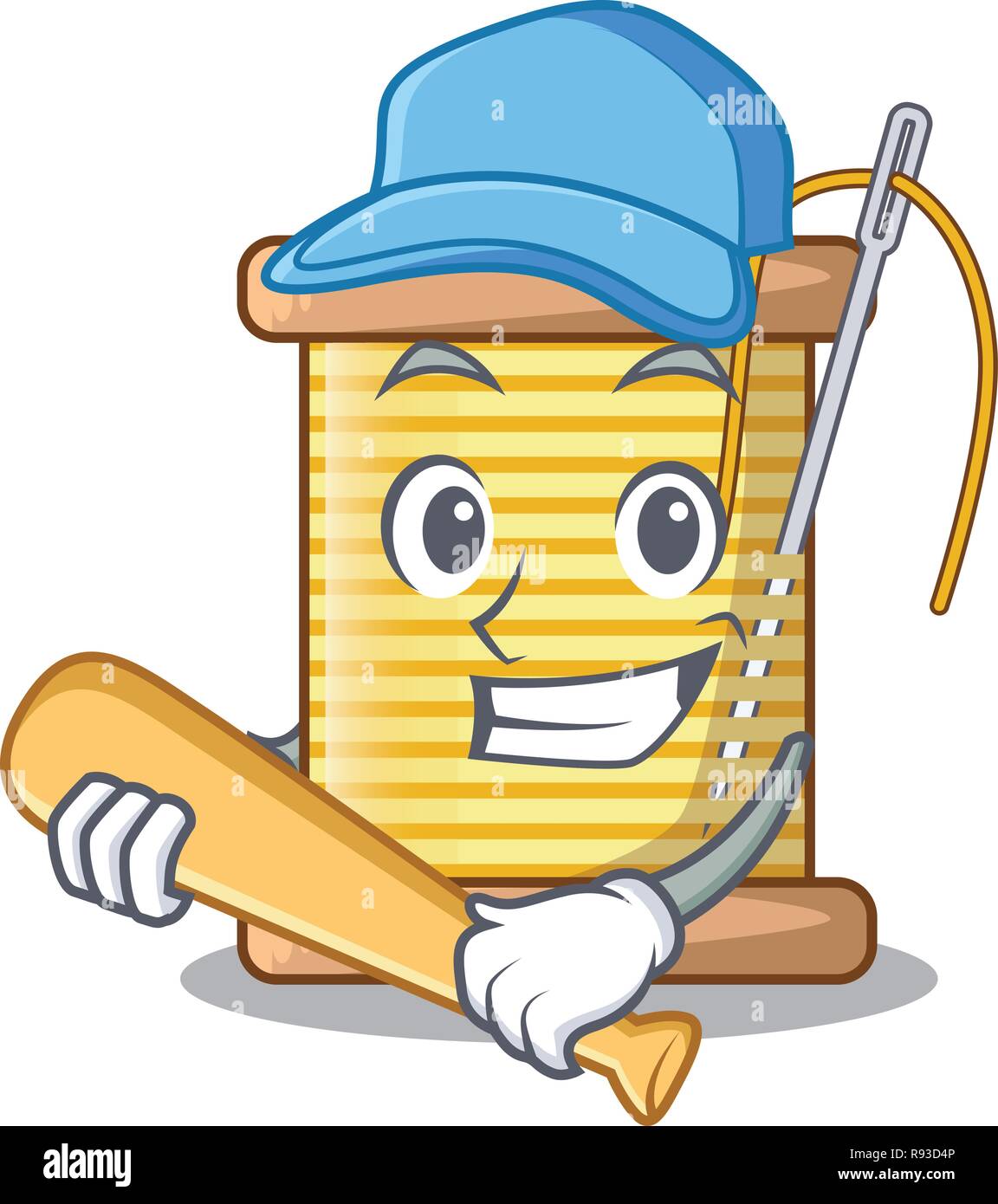 Playing baseball bobbin with needle thread spool cartoon Stock Vector ...