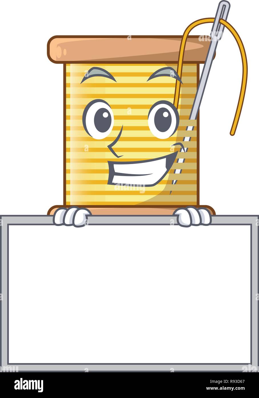 Grinning with board bobbin with needle thread spool cartoon Stock ...