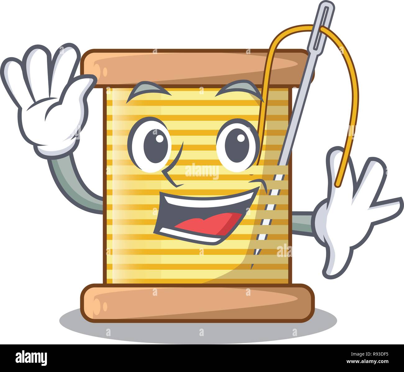 Waving bobbins with thread on spool character Stock Vector Image & Art ...